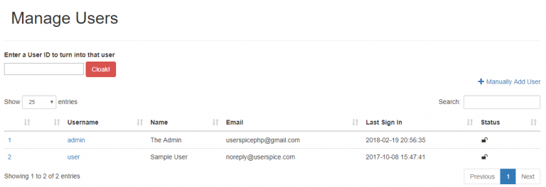 User Management – UserSpice